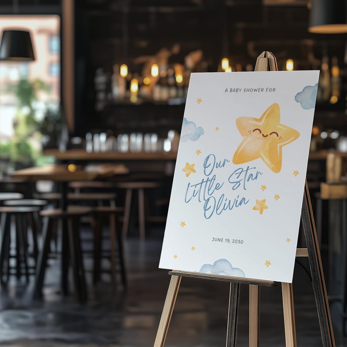 Restaurant Welcome Sign Mockup Using PSD Smart Object, Indoor Italian ...