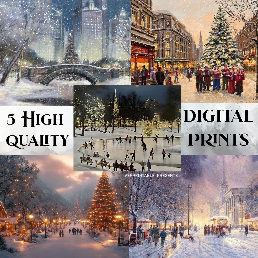 Snow Winter Scene Bundle Wall Art Cold Weather Decor Snowfall Landscape ...