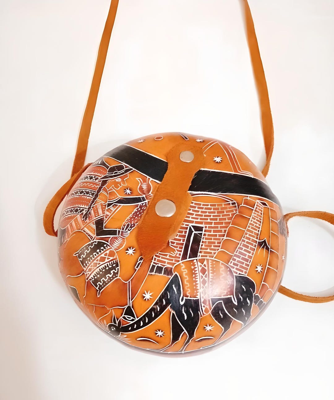 Peruvian Gourd Handbag, Hand Carved Wooden Handbag, Handmade Handbag in ...