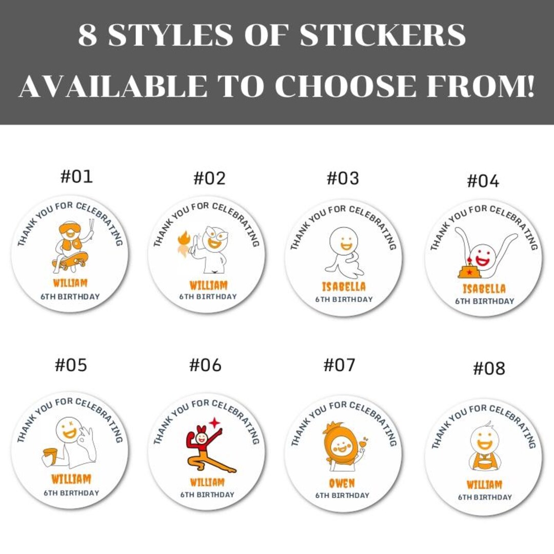 Custom Birthday Stickers: Quirky Little People, Kawaii Style - Etsy