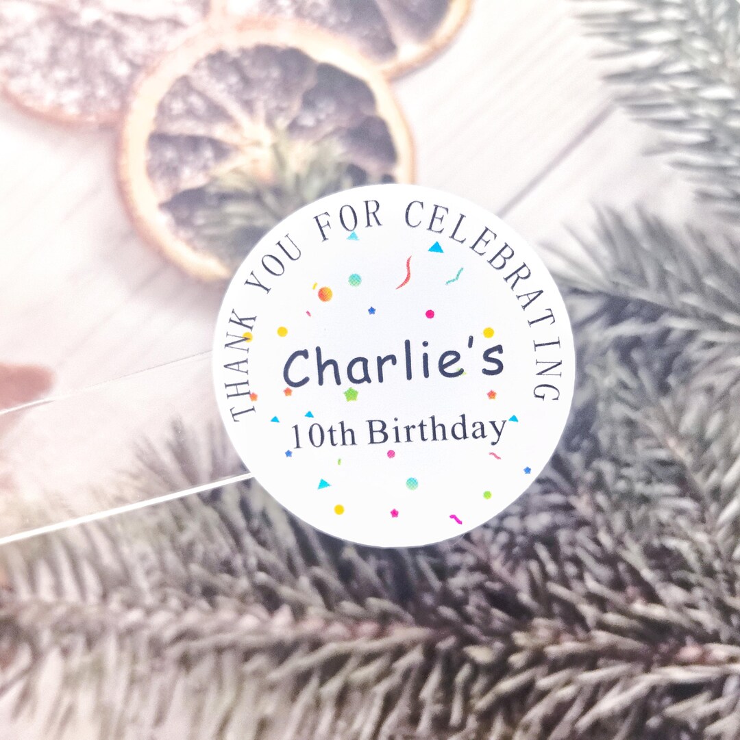 Custom Birthday Party Stickers: Personalized Thank You Labels - Etsy