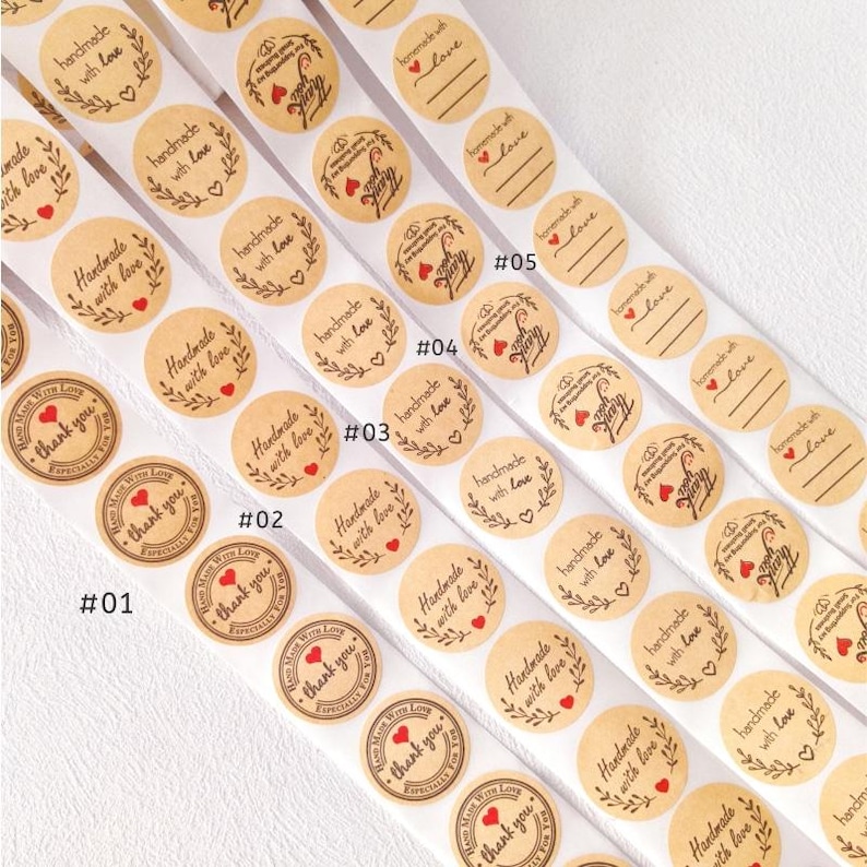 Kraft Paper Stickers: Handmade With Love Labels (1-in Round) - Etsy