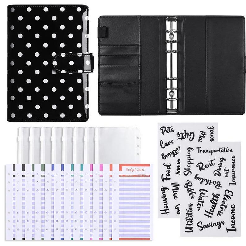 A6 Cute Polka Dot Budget Planner | Macaron Cash Envelope Binder for ...