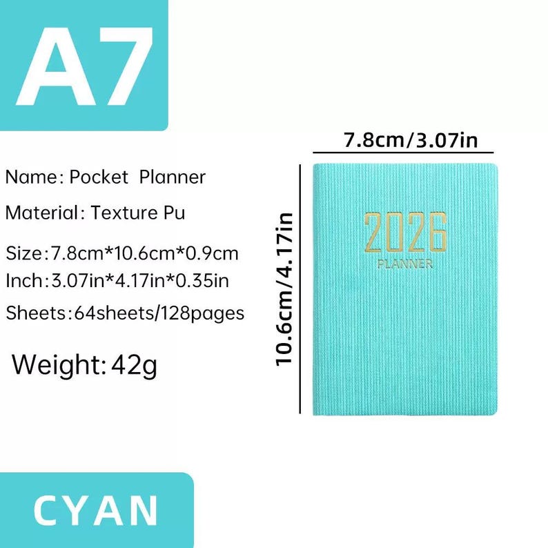 A7 Mini Pocket Planner Notebook | Portable Daily Weekly Planner ...