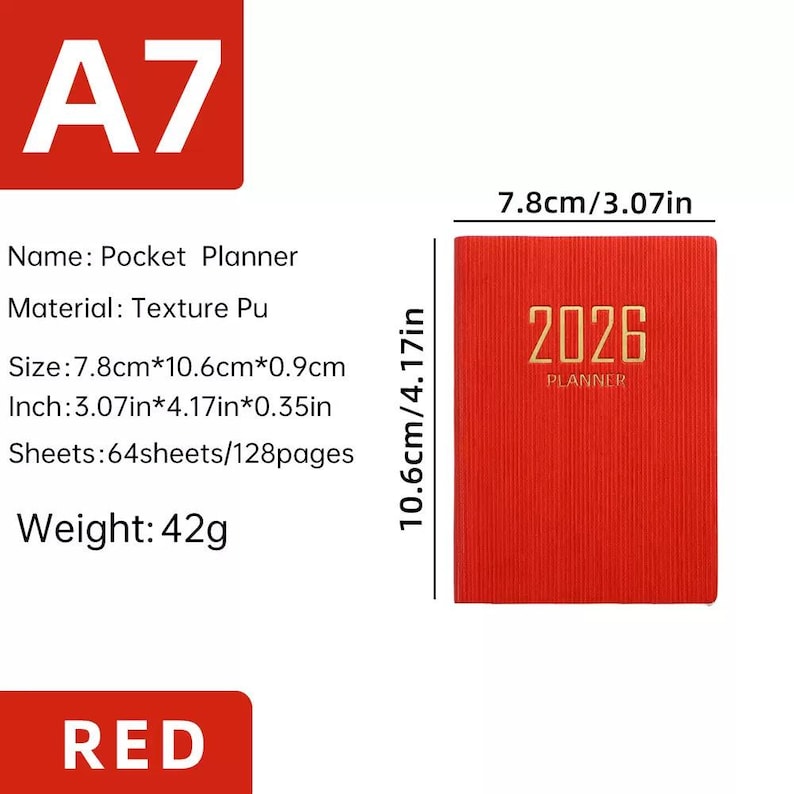 A7 Mini Pocket Planner Notebook | Portable Daily Weekly Planner ...