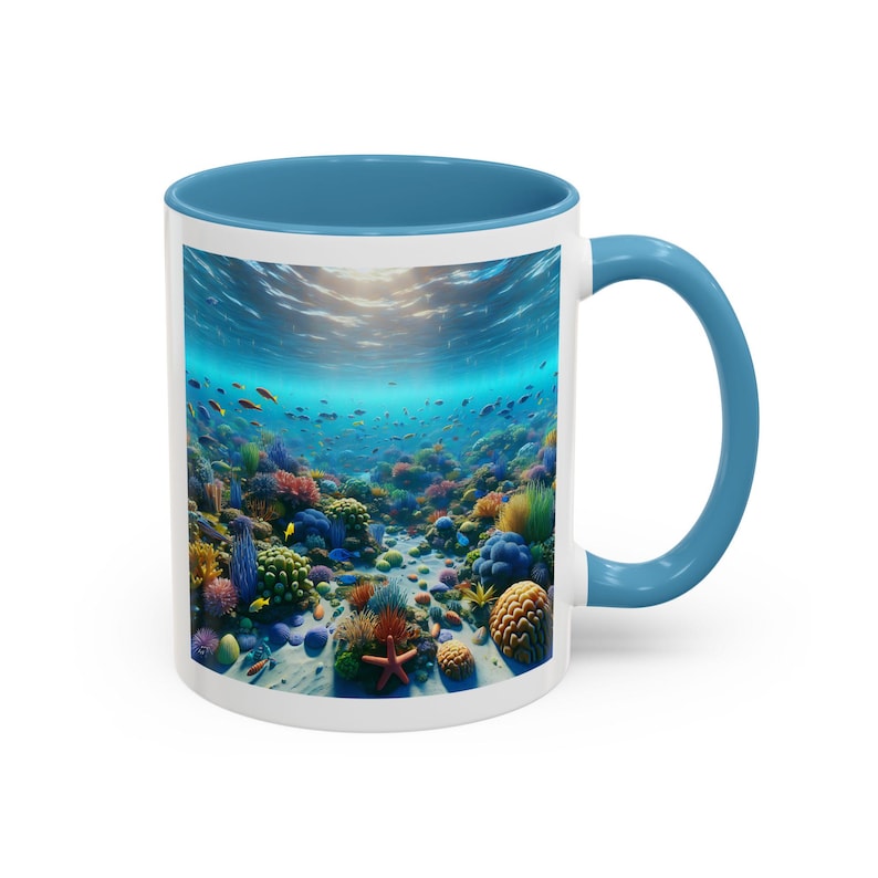Mug, Underwater Sea Creatures Design, Fish Coffee Cup, Marine Life Tea ...