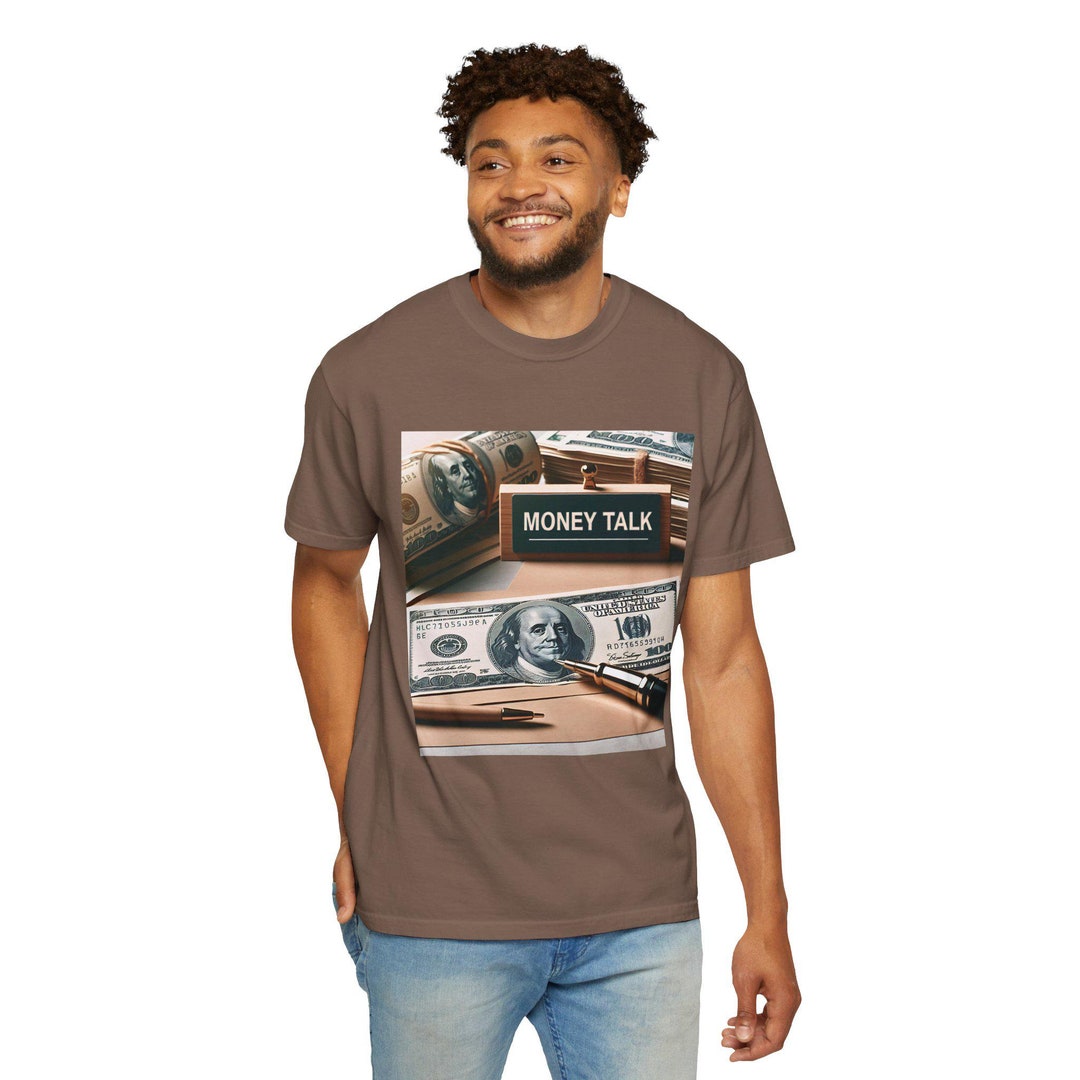 Money Print Unisex Garment-dyed T-shirt, Currency Graphic Tee, Cash ...