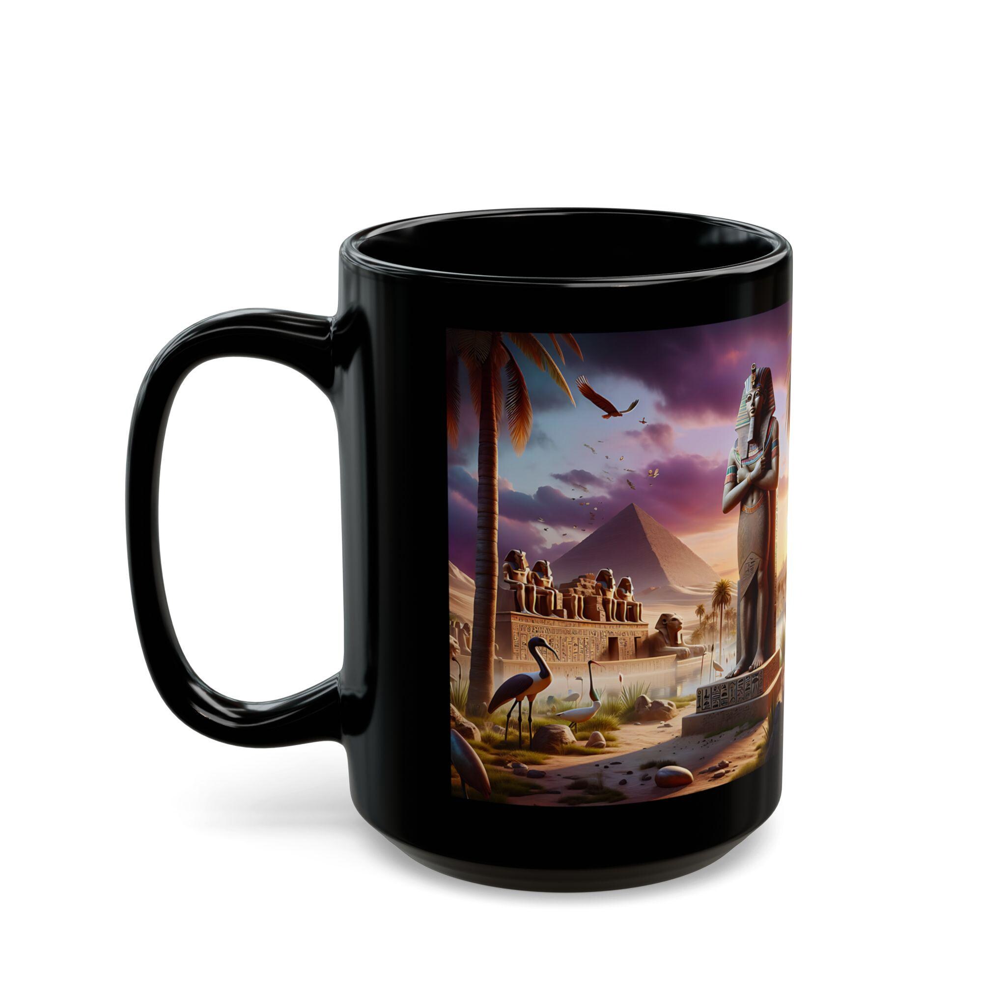 Egyptian Pharaoh Statue Black Mug, Ancient Egypt Coffee Cup, Egyptian ...