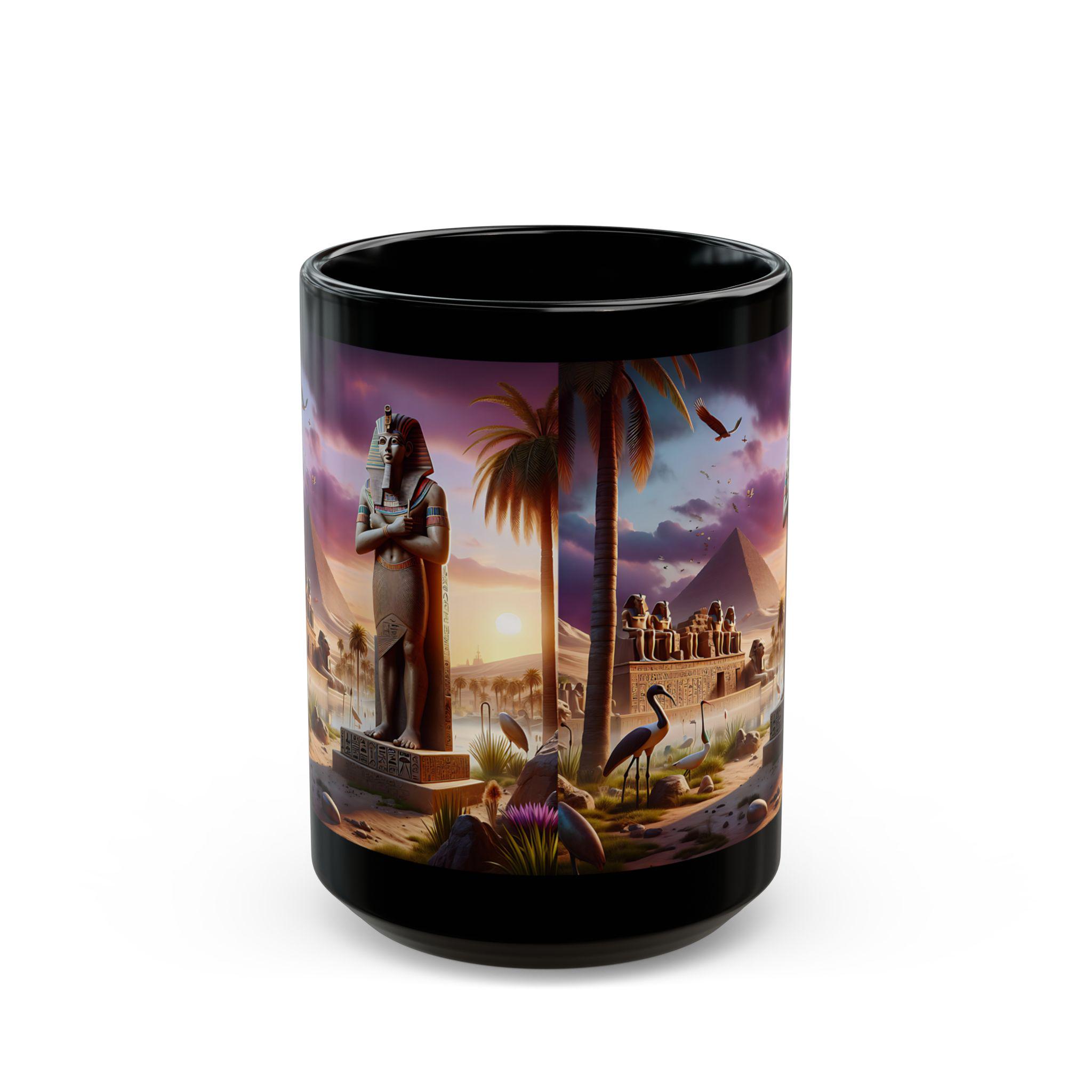 Egyptian Pharaoh Statue Black Mug, Ancient Egypt Coffee Cup, Egyptian ...