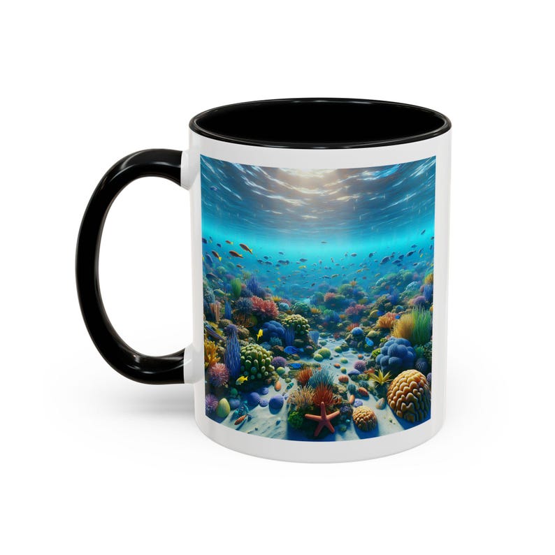 Mug, Underwater Sea Creatures Design, Fish Coffee Cup, Marine Life Tea ...
