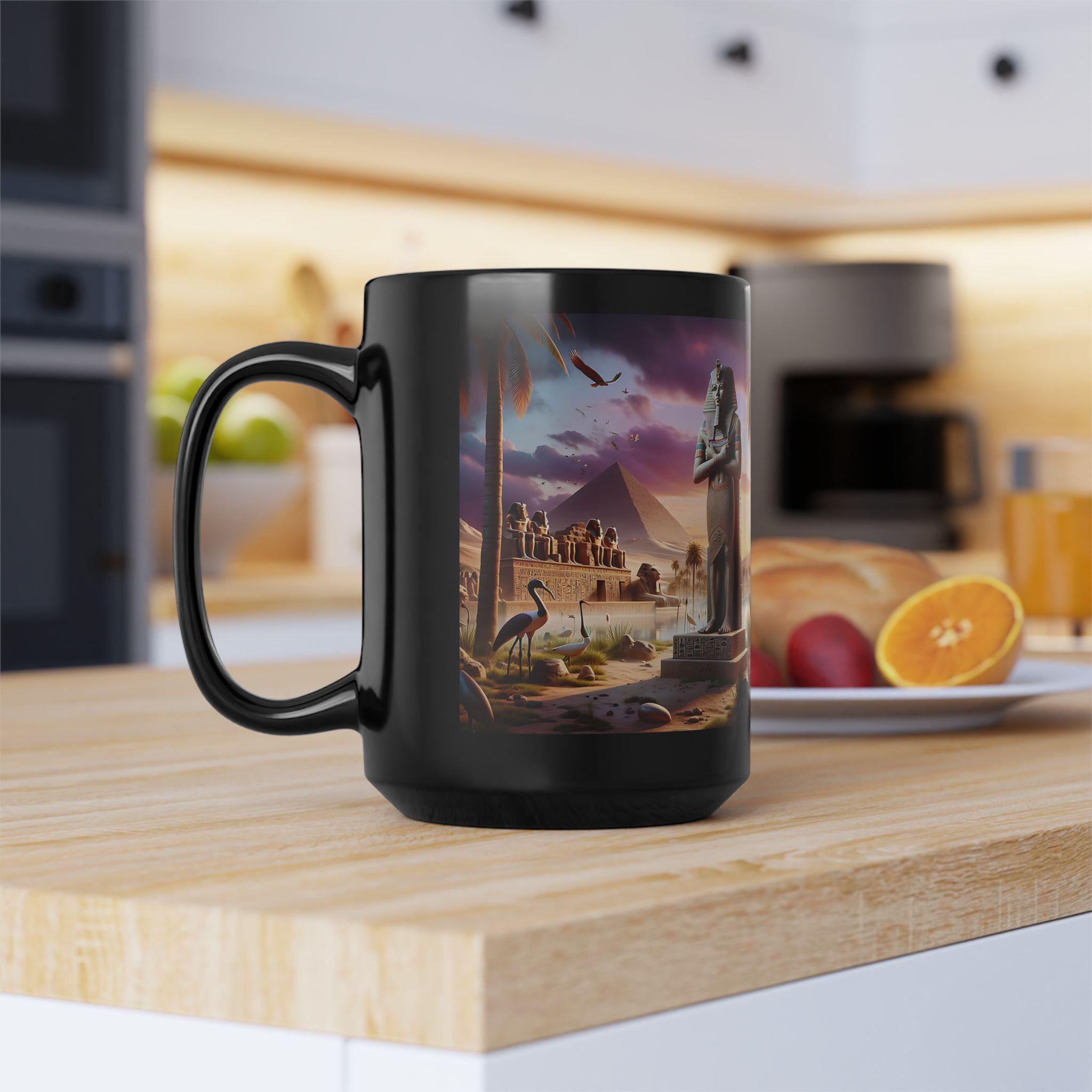Egyptian Pharaoh Statue Black Mug, Ancient Egypt Coffee Cup, Egyptian ...