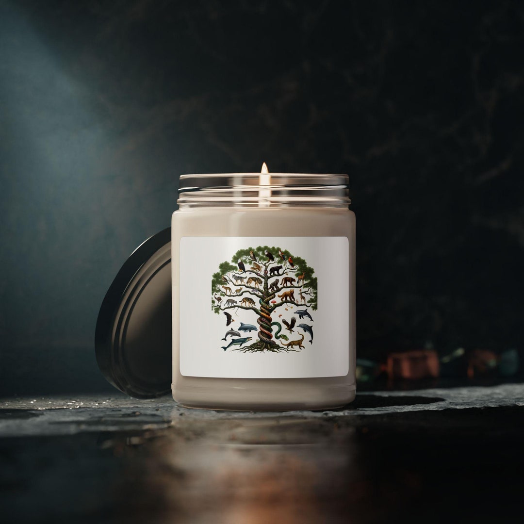 Soy Candle, Animal Tree of Life Design, Perfect Gift Idea, Eco-friendly ...