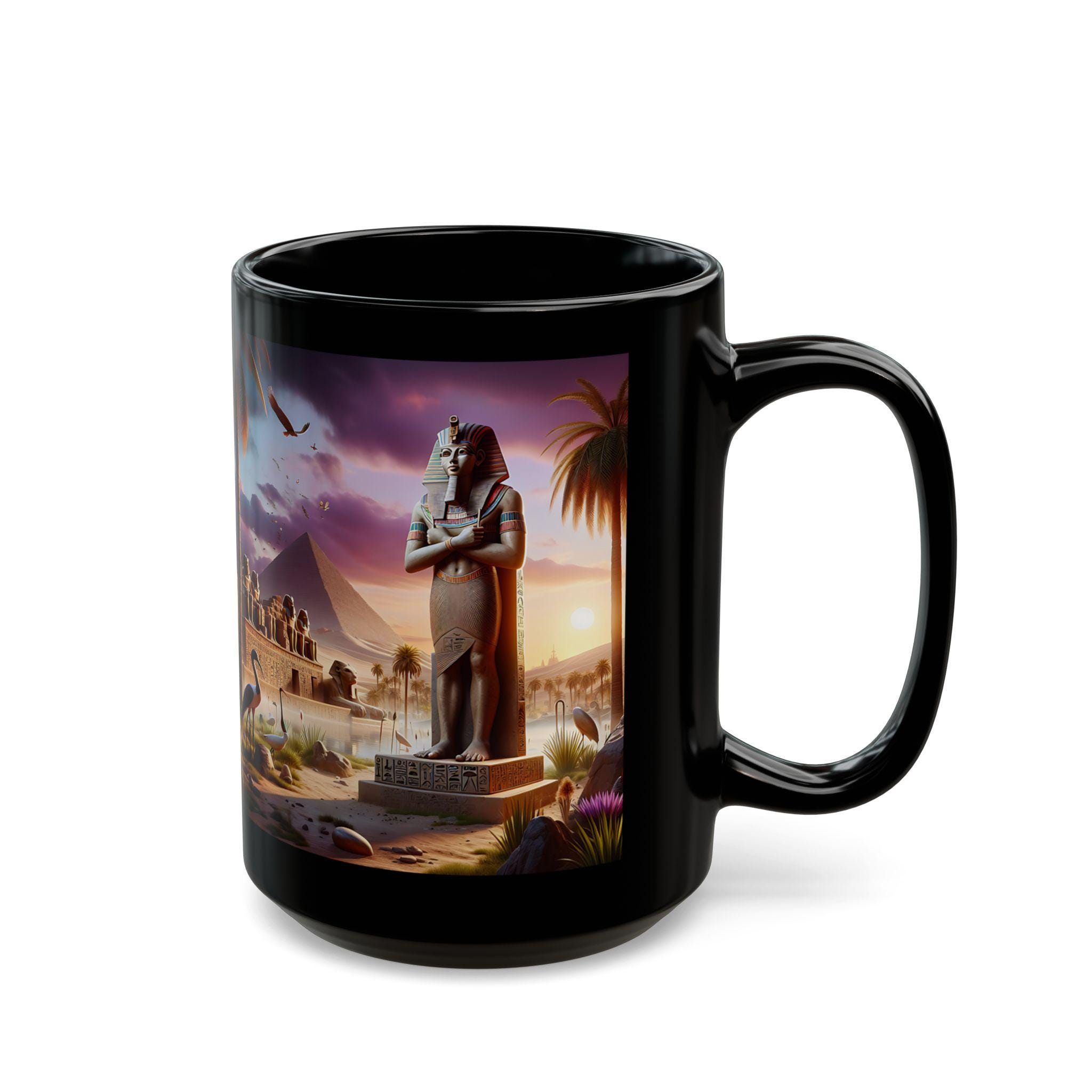 Egyptian Pharaoh Statue Black Mug, Ancient Egypt Coffee Cup, Egyptian ...