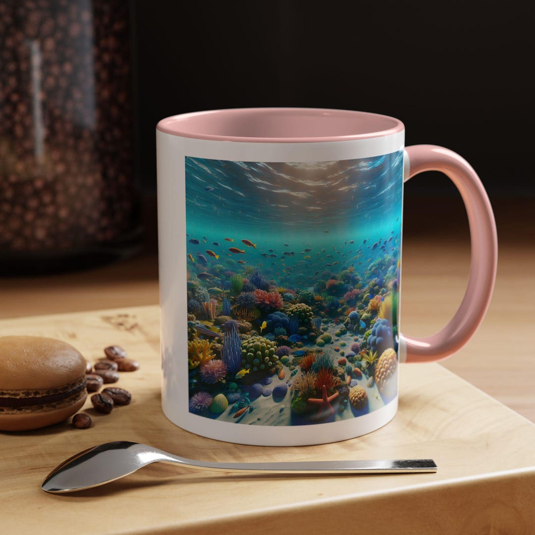Mug, Underwater Sea Creatures Design, Fish Coffee Cup, Marine Life Tea ...