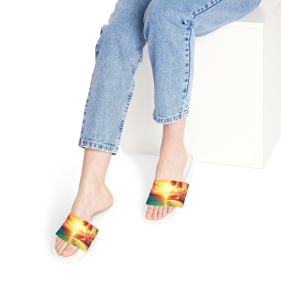 Sandals, Beautiful Tropical Beach Landscape Design - Women's, Flip ...