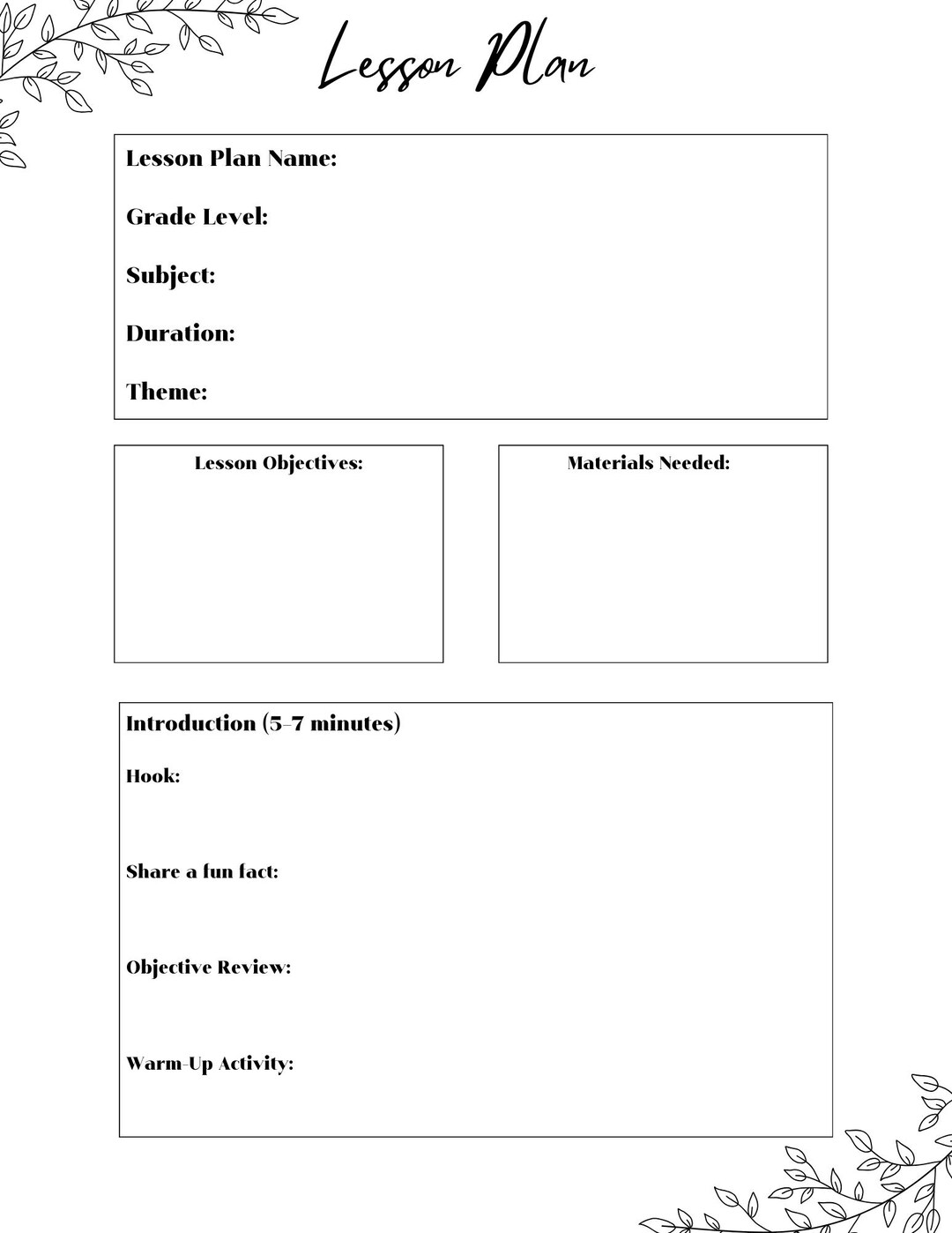 Basic Beginner Lesson Plan for All Levels of Teaching - Etsy