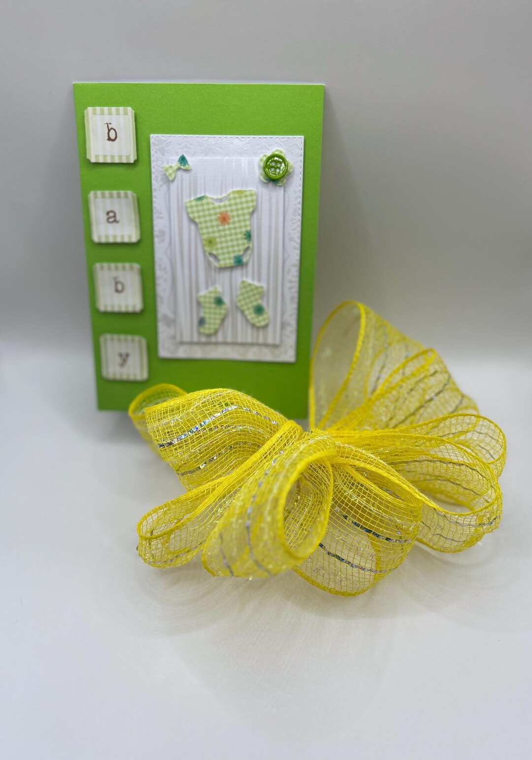 Bundle of Joy Handmade in Gingham & Lime 5X7 From the Bundles and Bows ...