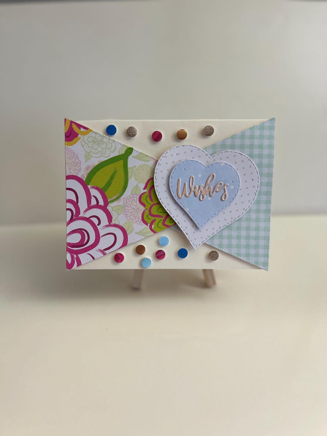 Handmade 4x7 wishes Greeting Card-heart Design With Colorful Confetti ...