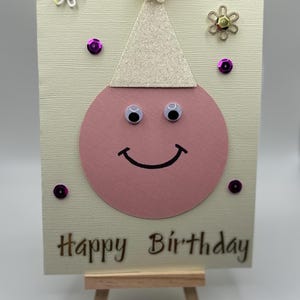 Set of 2 Handmade 5x7 happy Birthday Smiling Face Card-fun, Colorful ...
