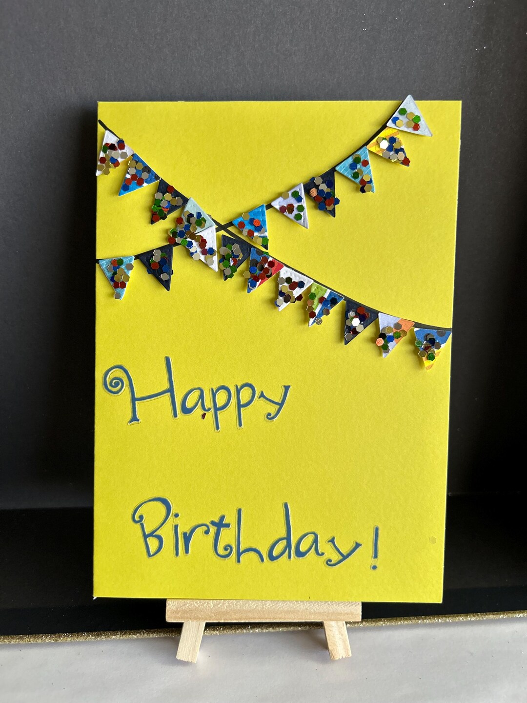 Handmade 5x7 Happy Birthday Card With Colorful Bunting Design/bright ...