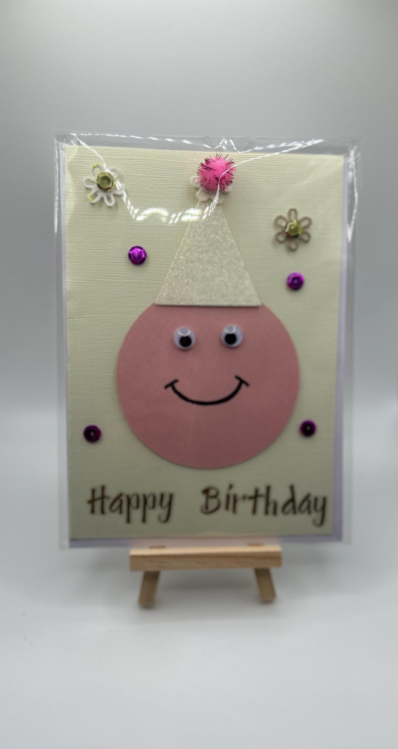Set of 2 Handmade 5x7 happy Birthday Smiling Face Card-fun, Colorful ...