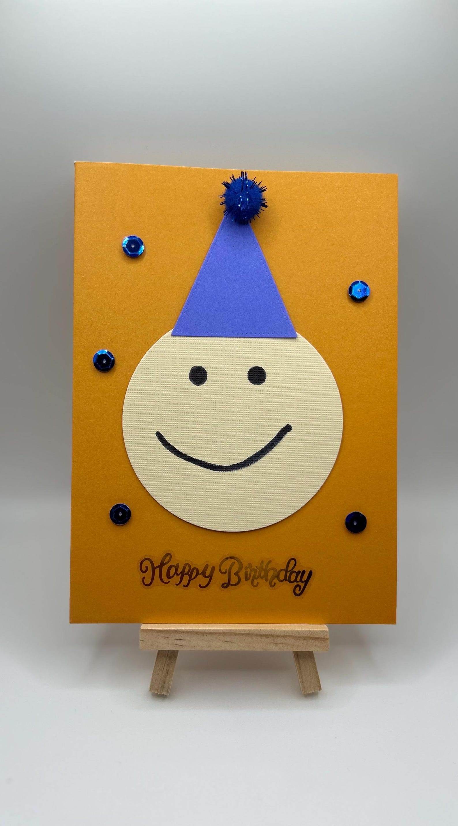 Set of 2 Handmade 5x7 happy Birthday Smiling Face Card-fun, Colorful ...