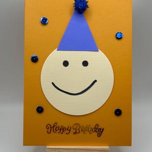 Set of 2 Handmade 5x7 happy Birthday Smiling Face Card-fun, Colorful ...