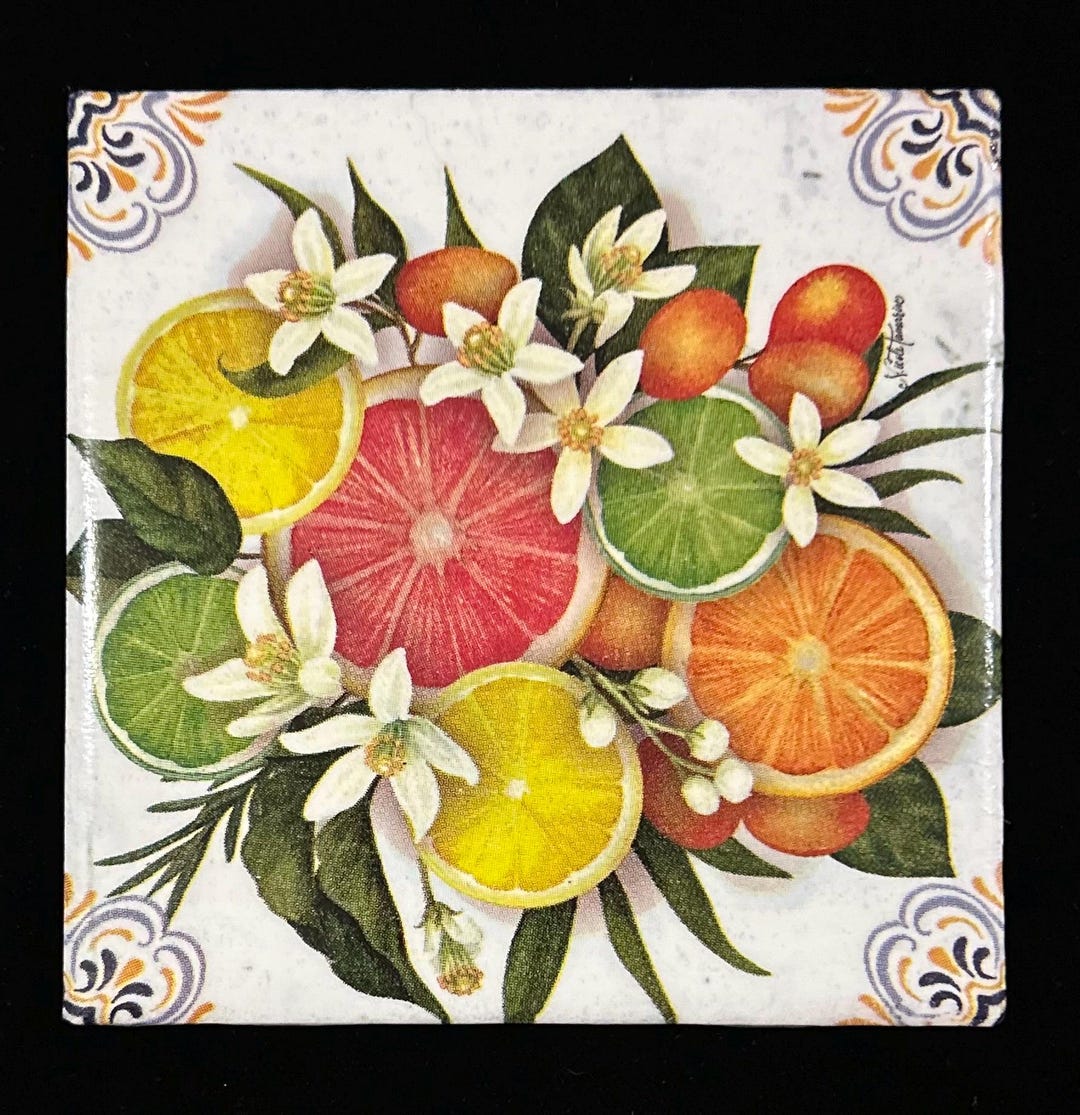 Ceramic Tile; 4”x4”; Square; Trivet; Coaster; Decoupaged Tile; Home ...