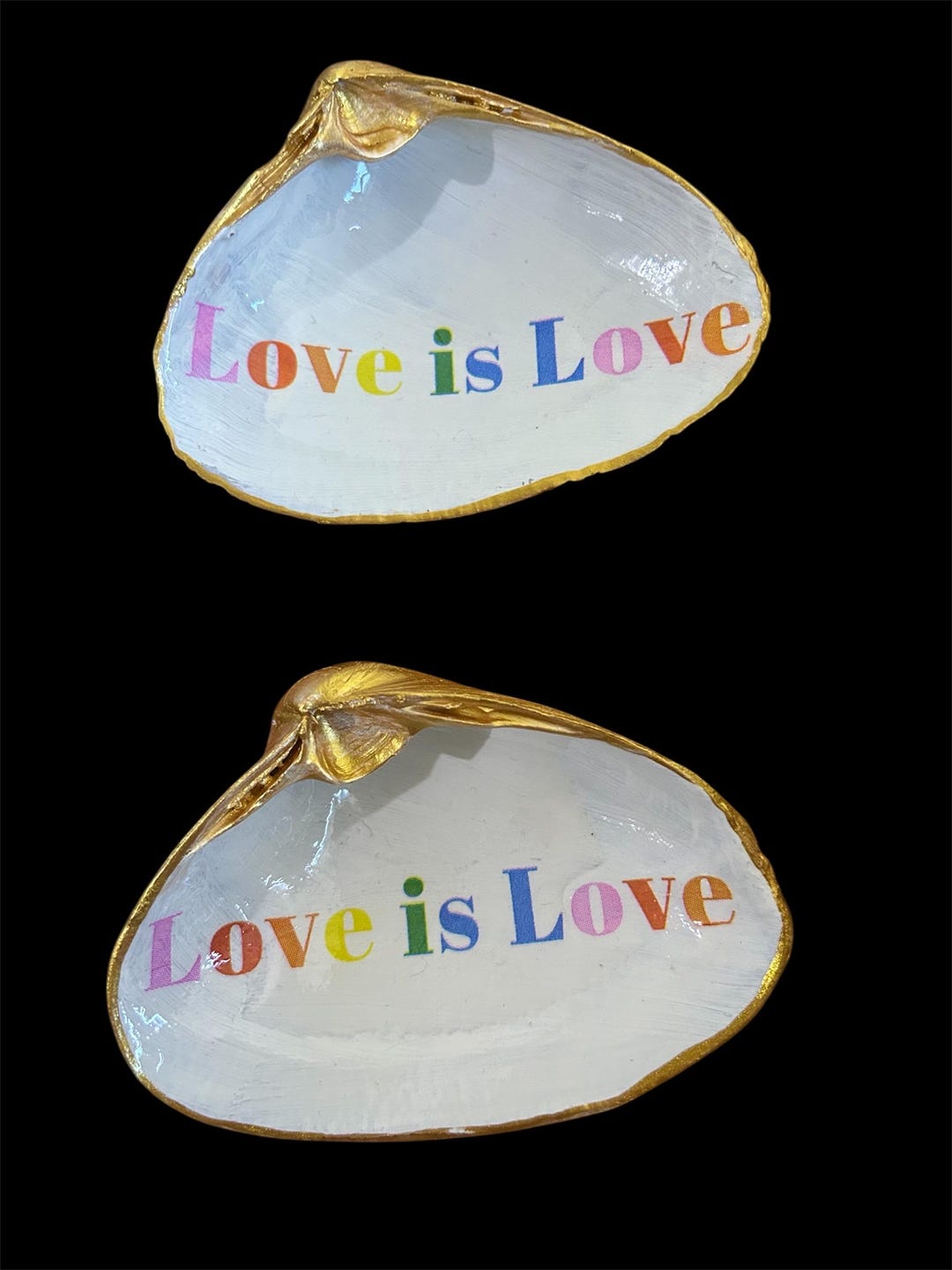 Love is Love; Medium Clam Shell Ring or Jewlery Dish; Decoupaged Clam ...