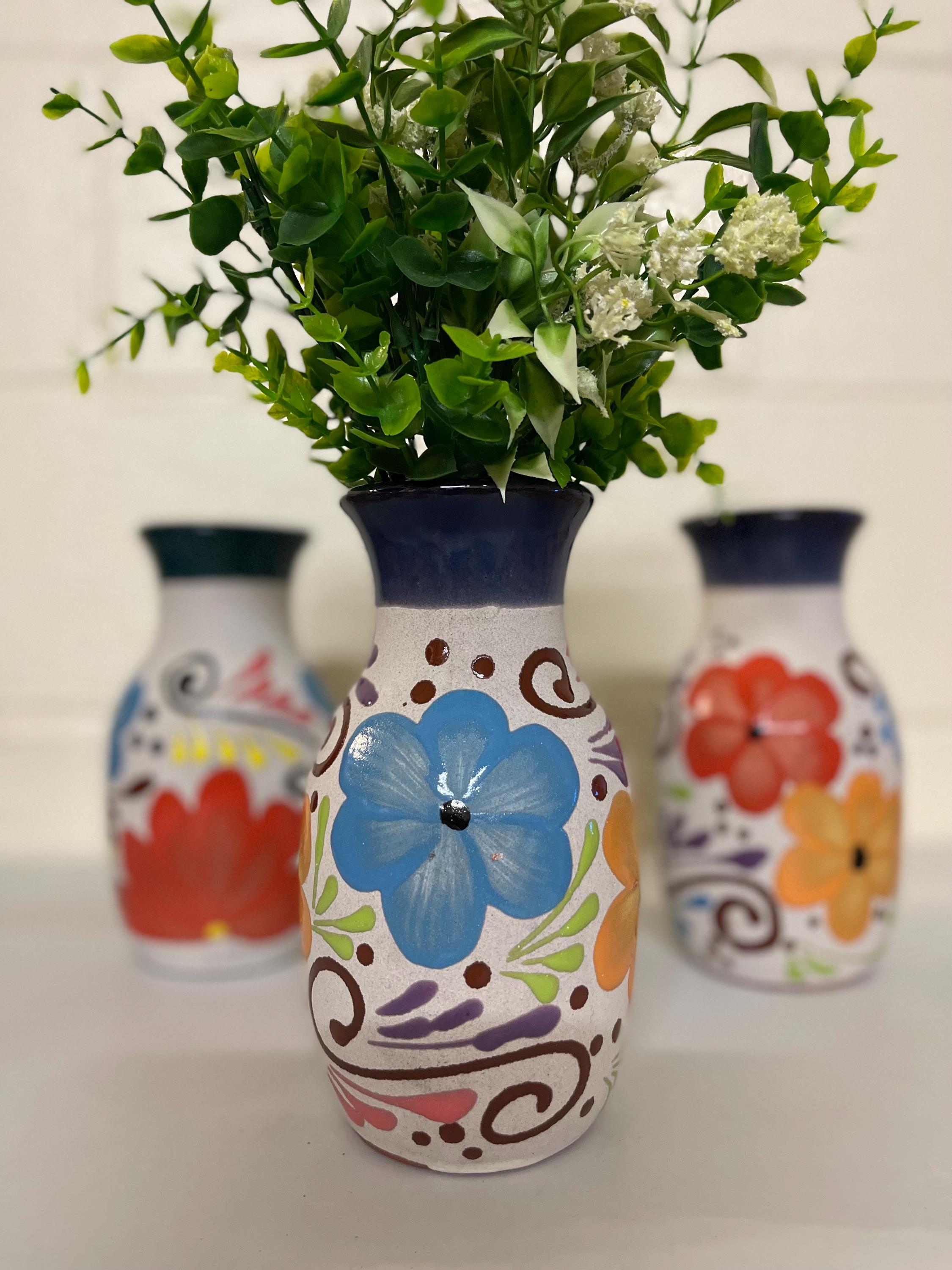 Mexican Pottery Florero Michoacan. Pint Flower Vase. Ceramic Flower ...