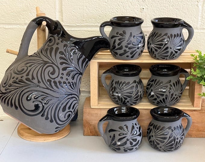 Mi Casa Talavera Black Talavera Design, Table Ware Gift Set Cups ...