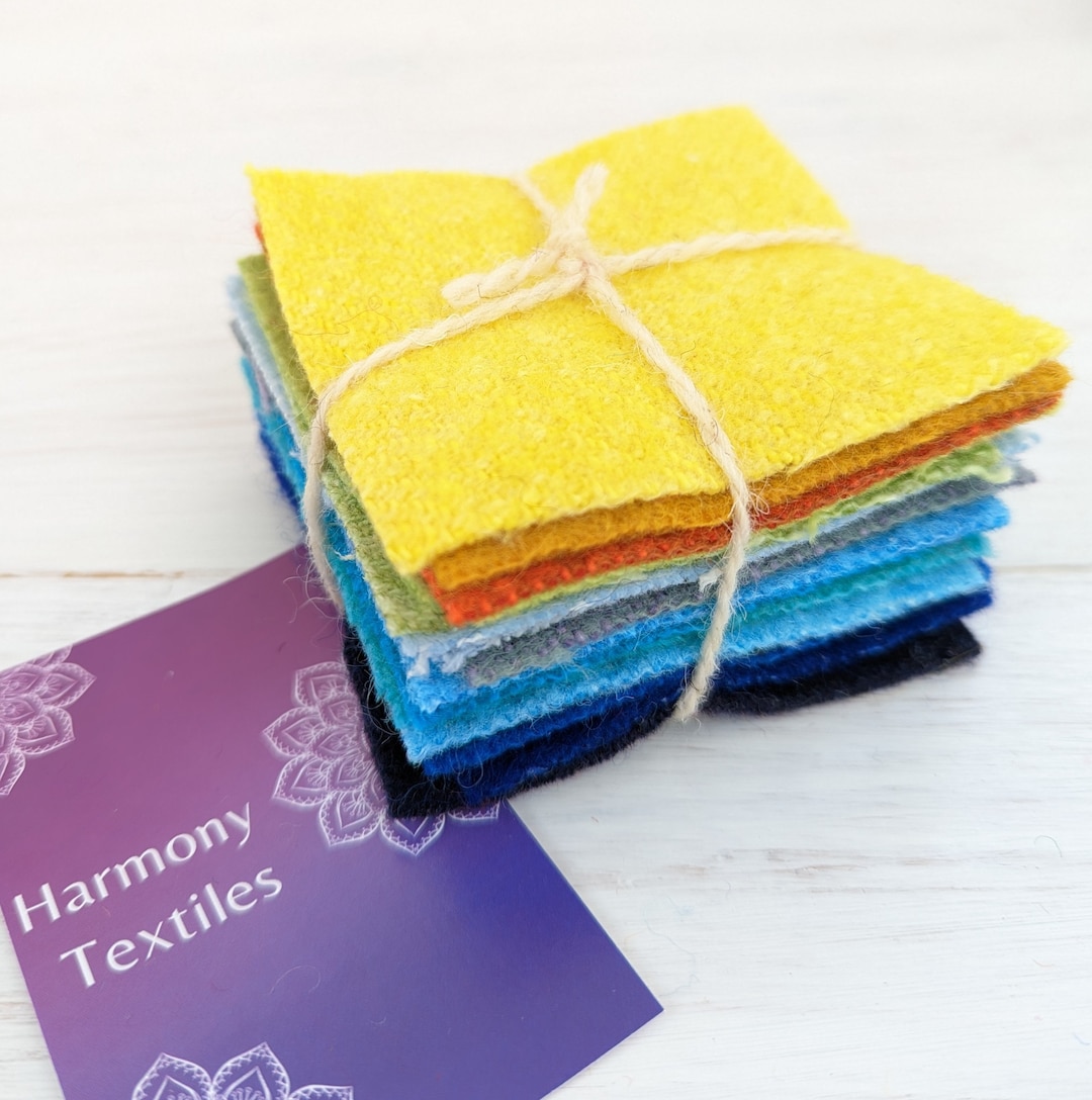 Wool Felt Pack, Seaside Inspired Colours. 16 Multi Coloured, Hand Dyed ...