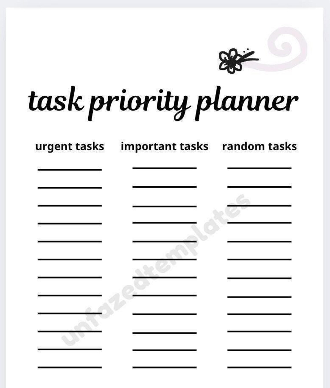 Task Priority Planner Template A4 With Hand Drawn Designs Printable ...