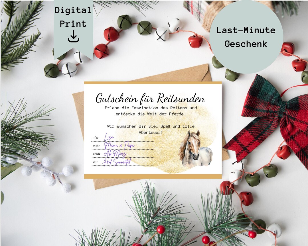 Voucher Template Riding Lessons | Digital Gifts for Riders | Gifts for ...