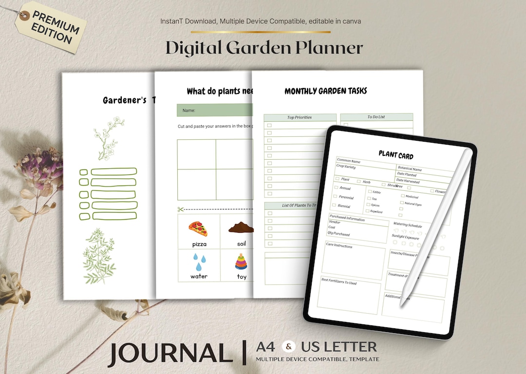 Digital Garden Planner, Printable Planting Schedule, Garden Maintenance ...