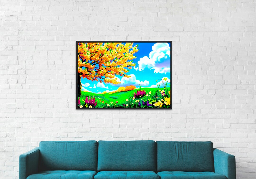 Green Nature Landscape Print: Calming Wall Art Instant Download - Etsy