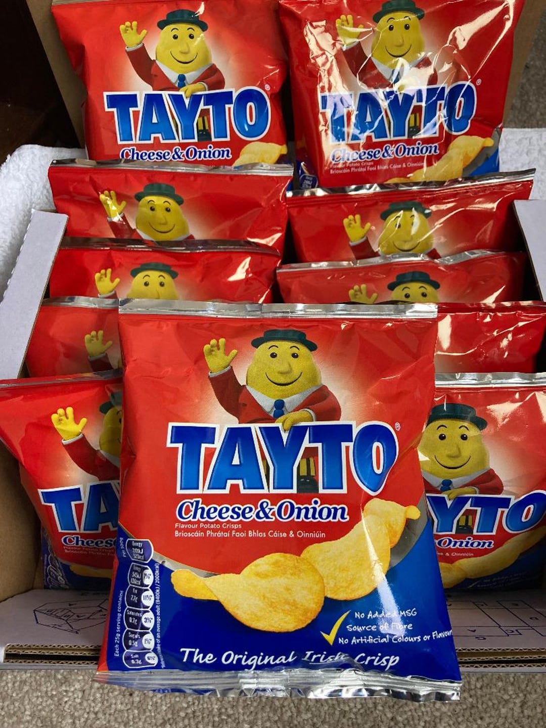 Irish Tayto Cheese & Onion Crisps 10 Pack Pre-mail Box Ready for ...