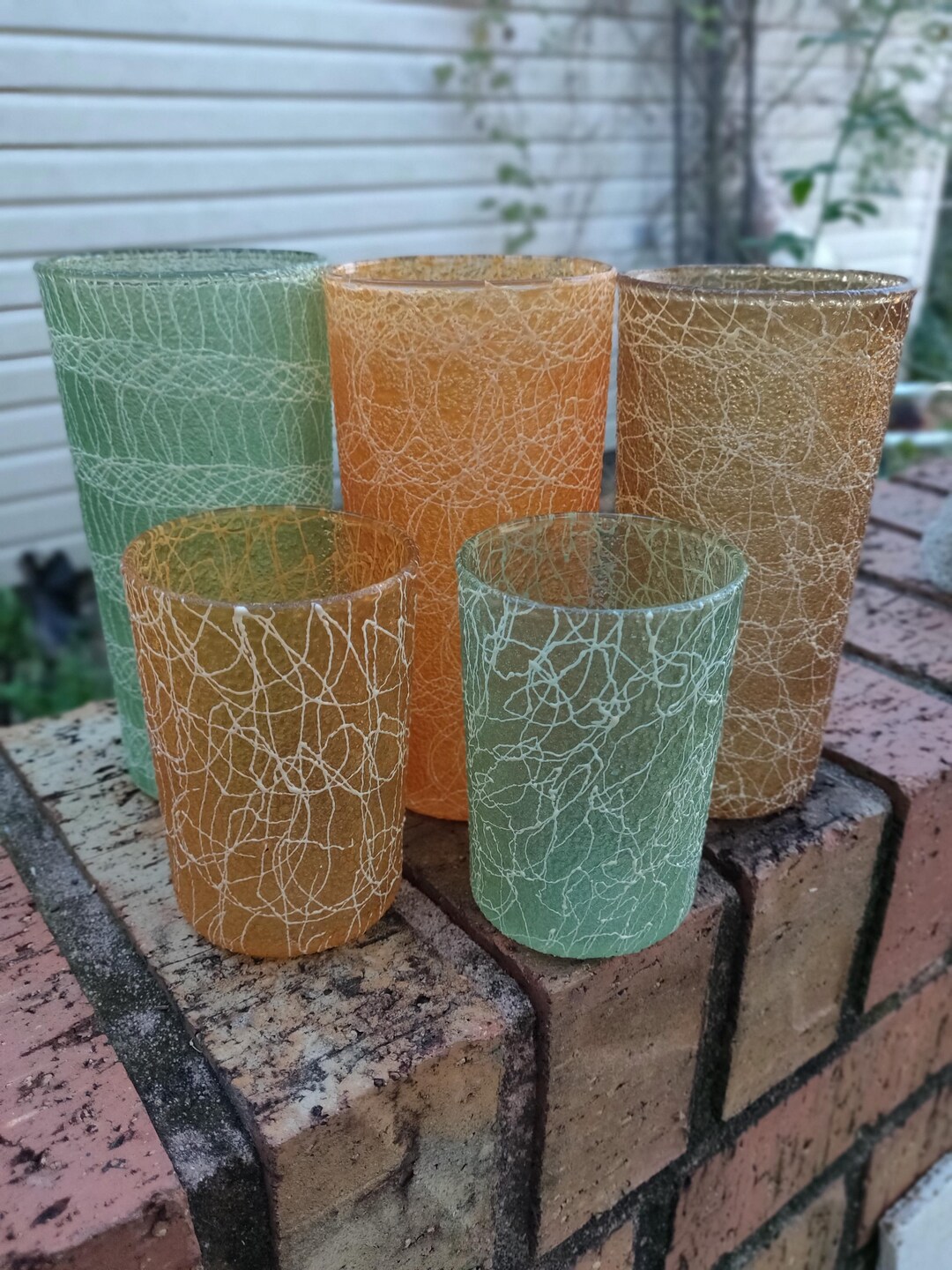 Vintage Color Craft Spaghetti String Rubber Coated Drink Glasses, Set ...