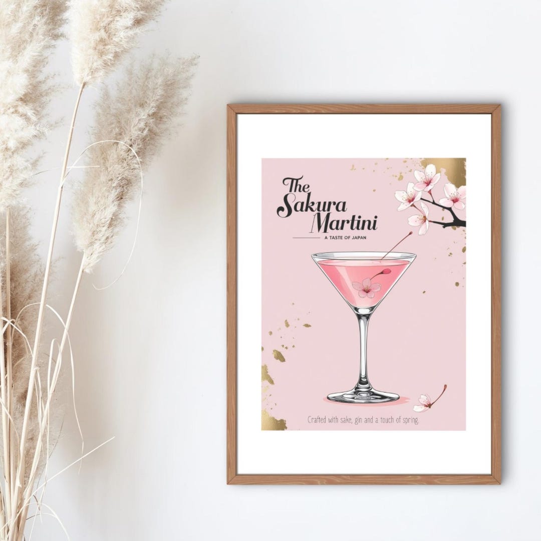 The Sakura Martini – Japanese Cocktail Wall Art, Cherry Blossom Print ...