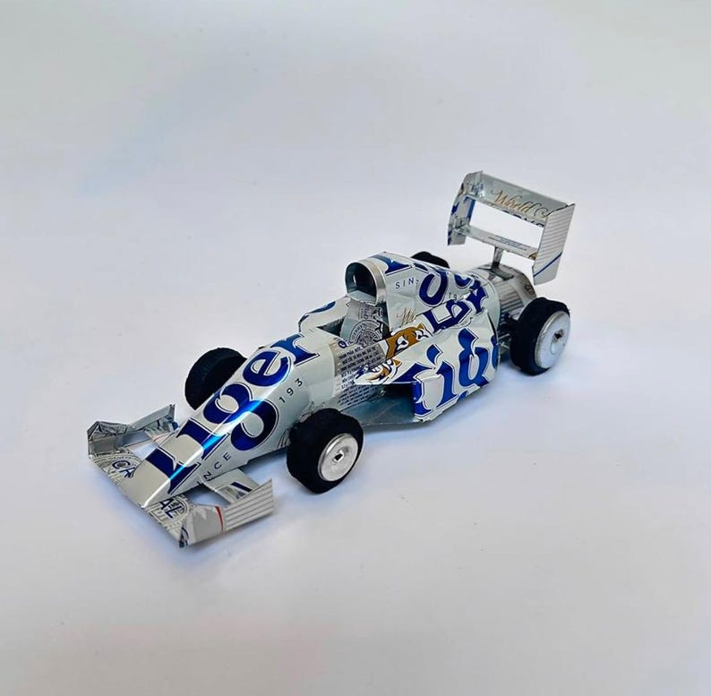 Handcrafted Recycled Tin Can Race Car Model Handcrafted Metal F1 ...