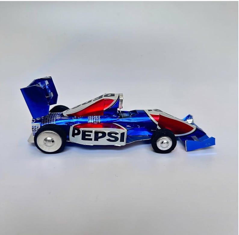 Handcrafted Recycled Tin Can Race Car Model Handcrafted Metal F1 ...