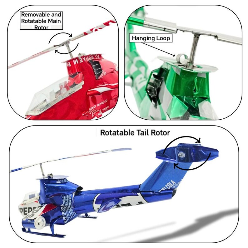 Recycled Pepsi Can AH-1 Cobra Helicopter Model: Handmade Military Decor ...
