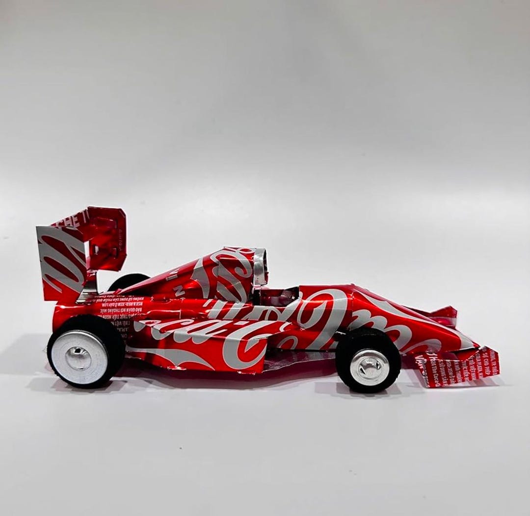 Handcrafted Recycled Tin Can Race Car Model – Handcrafted Metal F1 ...