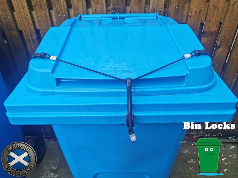 Wheelie Bin Lid Lock: Windproof Clip Strap for 240 Ltr Open Handle Bins ...