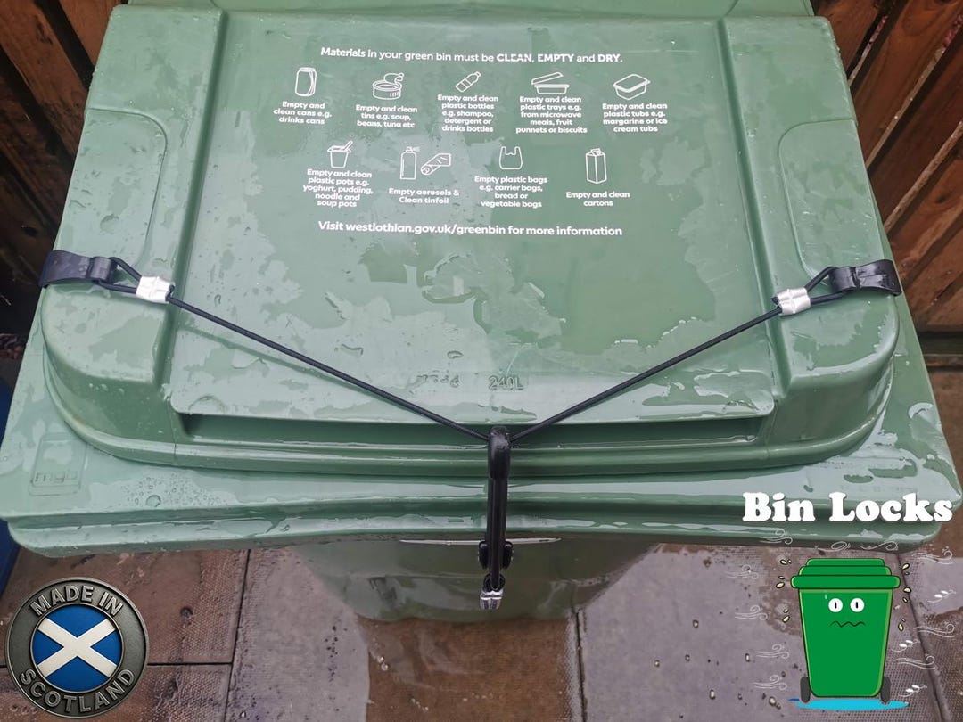 Wheelie Bin Lid Lock/strap: Black/blue Clip, Closed Handle 240L - Etsy