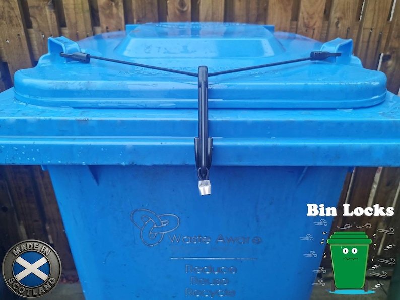 Wheelie Bin Lid Lock: Windproof Clip Strap for 240 Ltr Open Handle Bins ...