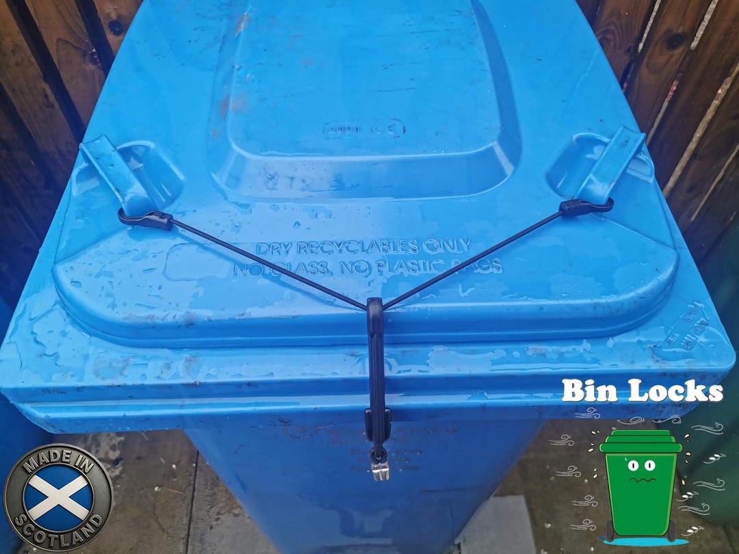 Wheelie Bin Lid Lock: Windproof Clip Strap for 240 Ltr Open Handle Bins ...