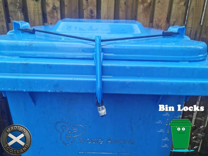 Wheelie Bin Lid Lock: Windproof Clip Strap for 240 Ltr Open Handle Bins ...