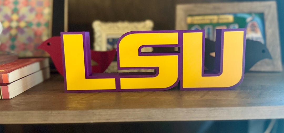 LSU Logo Shelf Decor Purple/yellow | Dorm Room Display | Alumni Gift ...