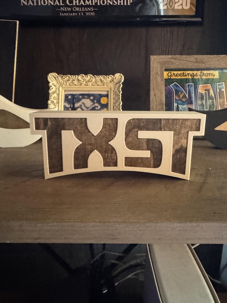 Texas State Logo Shelf Decor With Wooden Inlay | Dorm Room Display ...